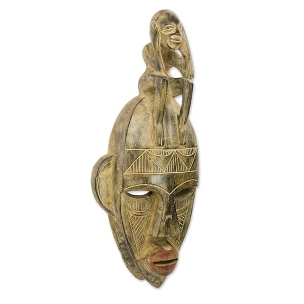 Handmade Thinking Mask African Wood Mask (Ghana) - Bed Bath & Beyond ...