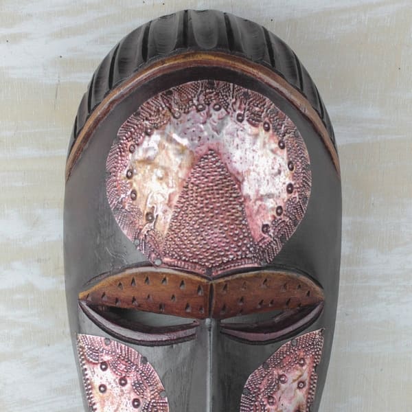 Handmade Dark Face African Wood Mask (Ghana) - Bed Bath & Beyond - 25571683