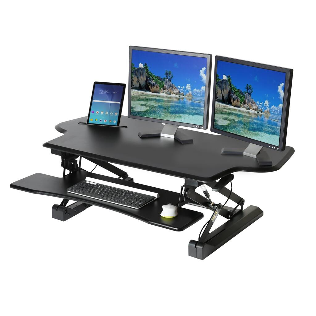 AIRLIFT Black 47 in Large Height Adjustable Standing Desk Converter ...