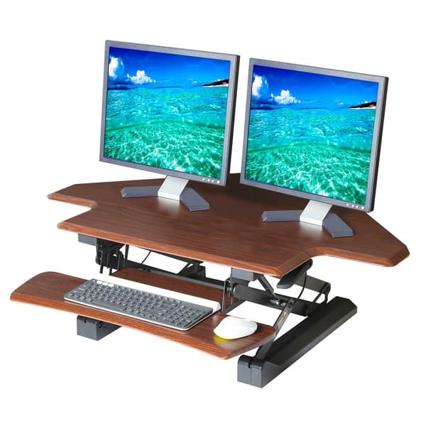 AIRLIFT 43 in Corner Height Adjustable Standing Desk Converter Cubicle ...