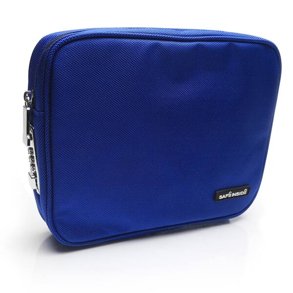 Safe Inside Locking Privacy Pouch w/Steel Tether Cable - Blue - Bed ...