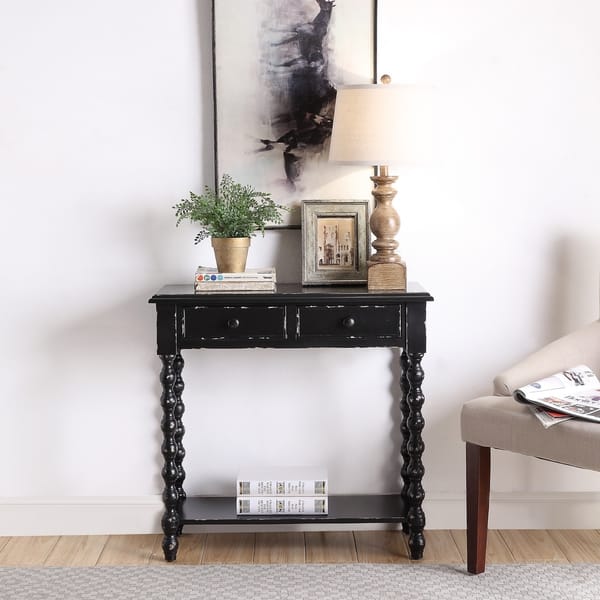 2-drawer Beaded Legs End Table - 32"H x 30.5"W x 14"D - Bed Bath ...