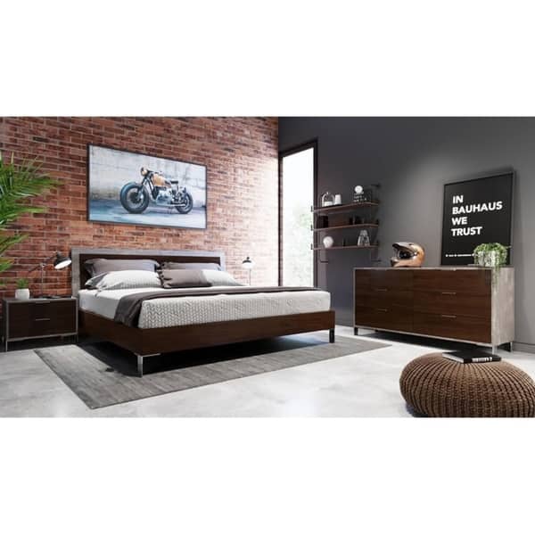 Nova Domus Conner Modern Dark Walnut & Concrete Bedroom Set - Bed Bath ...