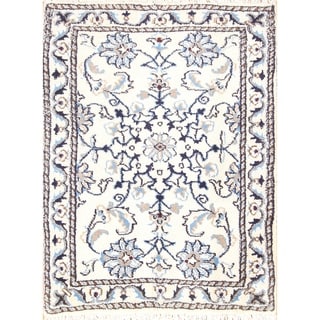 Handmade Wool Floral Nain Isfahan Persian Area Rug - 2'9" x 2'0" - Bed ...