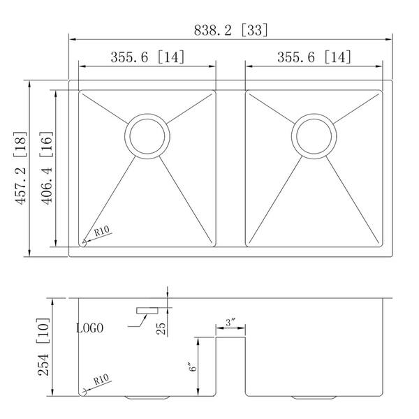 33-in. W CSA Approved Chrome Kitchen Sink With Stainless Steel Finish ...