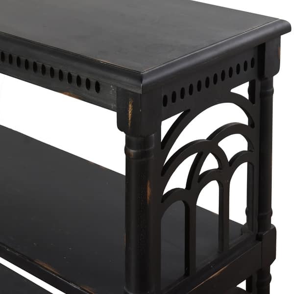 StyleCraft Black with Distressing Three Tier Console Table - Bed Bath ...