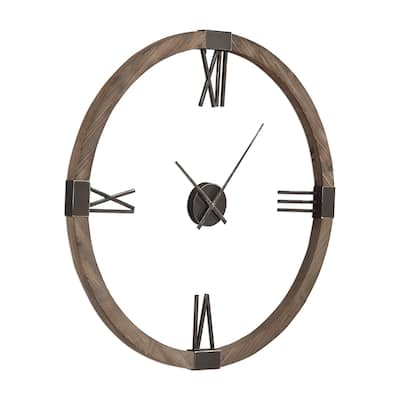 Uttermost Marcelo Modern Natural Stained and Aged Iron Wall Clock ...