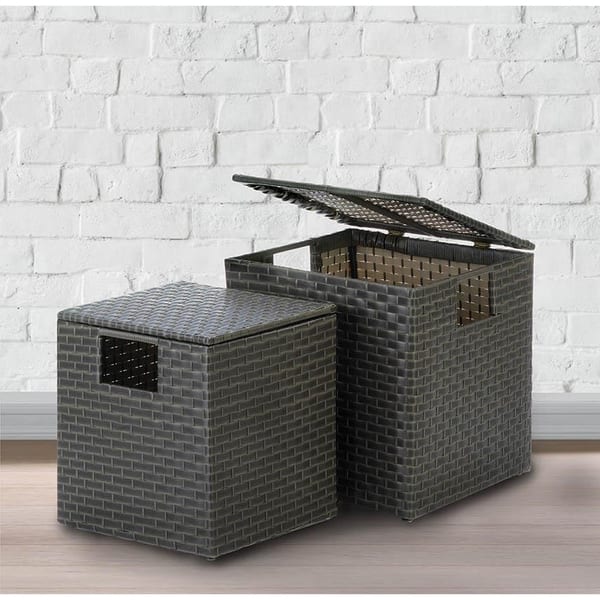 Lewiston Wicker Square Storage Trunks - Set of 2 - Bed Bath & Beyond ...