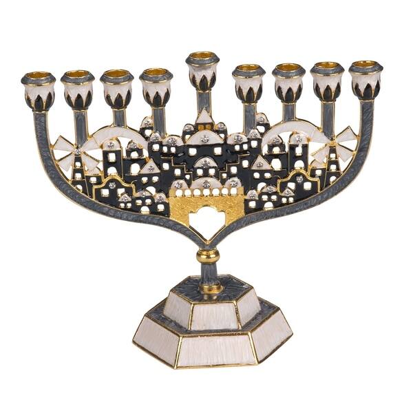 Gift Mark Decorative Jeweled Menorah with Crystal Accents of Old ...