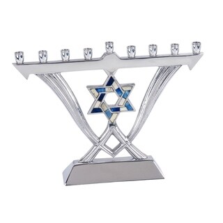 Gift Mark Decorative Aluminum Menorah with Blue and White Star of David ...