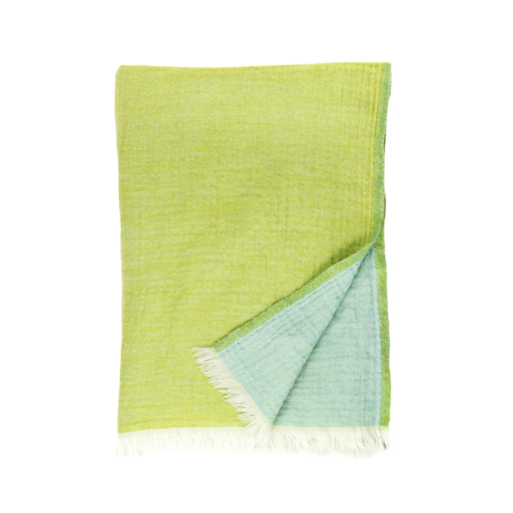 100% Merino Wool Collection Lime and Teal Reversible Throws - Overstock ...