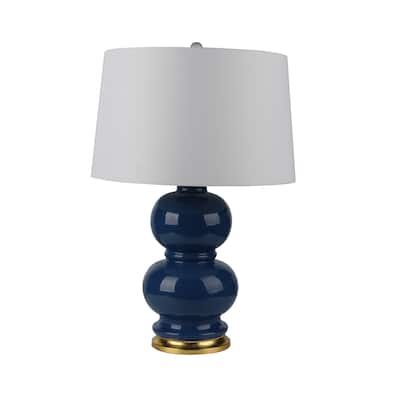 Ceramic Double Gourd Table Lamp, Blue, 28" - Overstock - 25623578
