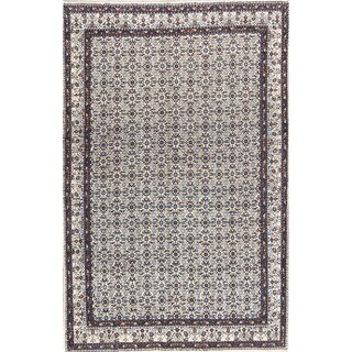 Handmade Wool Traditional Pattern Floral Mood Mashad Persian Area Rug ...