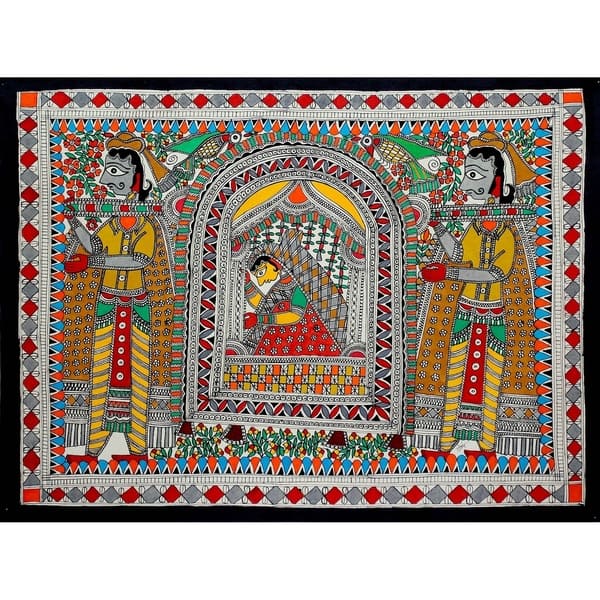 Handmade Bridal Procession Madhubani Painting (India) - Multi-color ...