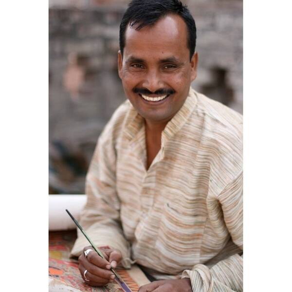 Handmade Angry Goddess Durga Madhubani Painting (India) - Orange - Bed ...