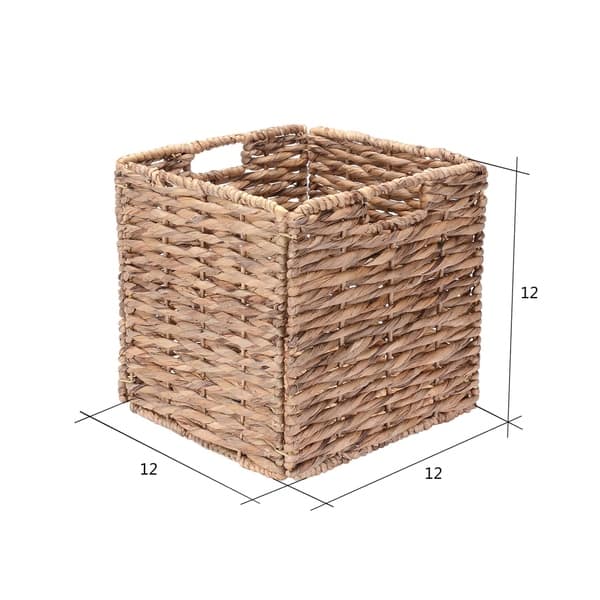 Villacera 12-Inch Square Handmade Twisted Wicker Storage Bin, Foldable ...