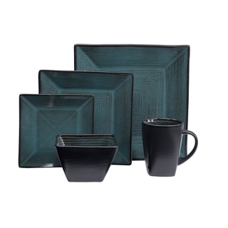 Oneida Tremiti 20 Piece Reactive Glaze Stoneware Dinnerware Set - Teal ...