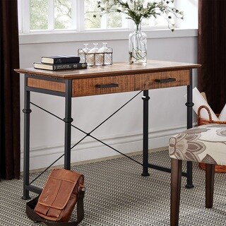 Myra II Rustic Oak Finish Writing Desk with Storage by iNSPIRE Q ...
