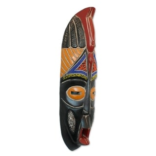 Handmade Star and Moon Wood Mask (Ghana) - Bed Bath & Beyond - 22854818