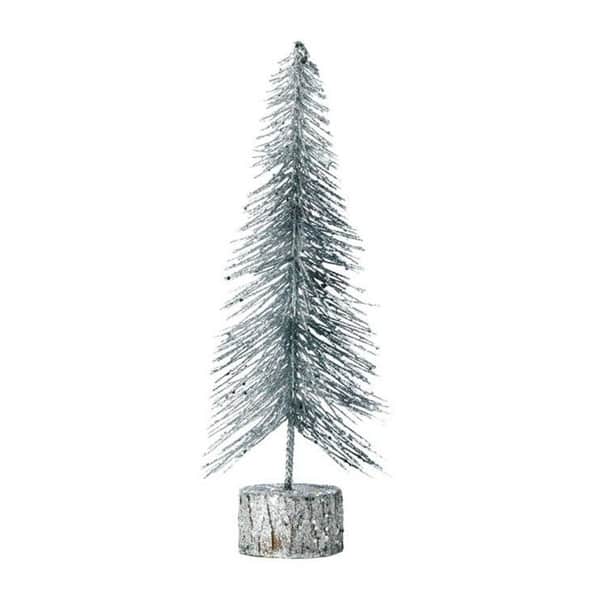 Christmas Collection Small Silver Glitter Tree Holiday Decoration with ...