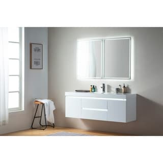 Vanity Art 60-Inch Single Sink Wall-Hung Bathroom Vanity Set White ...