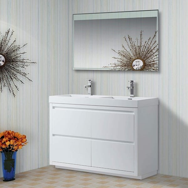 Vanity Art 48-Inch Double Sink Floor-Standing Wall Mounted Bathroom ...