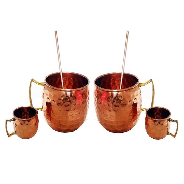 Moscow Mule Mug / Shot Glass / Straw Complete Set 100 Percent Copper ...