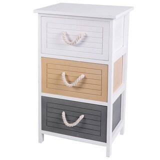 Multi Colored 3 Drawers Storage Chest Nightstand with Rope Handles ...