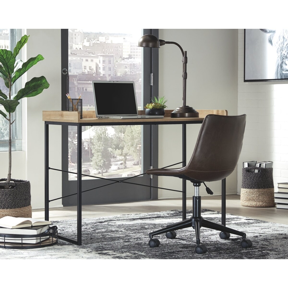 Gerdanet Home Office Desk Light Brown Black Bed Bath Beyond 25722170