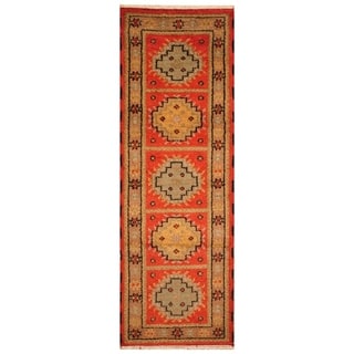 Handmade One-of-a-Kind Kazak Wool Rug (India) - 2'1 x 6'3 - Bed Bath ...