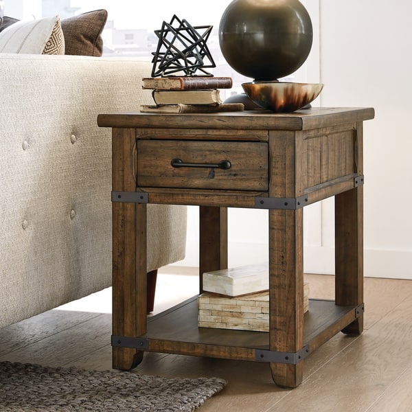 Carbon Loft Michael Farmhouse Timber Pine Rectangular End Table - 20 ...