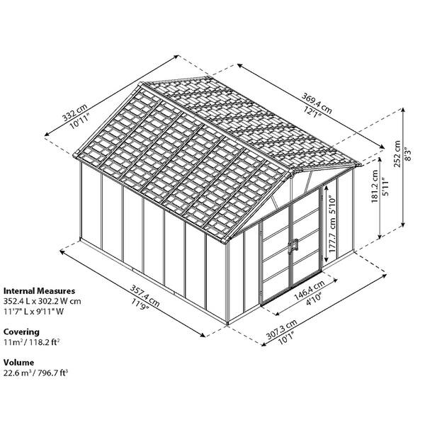 Canopia by Palram Dark Grey Yukon Storage Shed with Floor Kit - 12'1" l ...