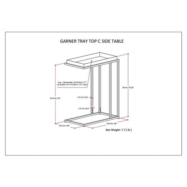 WYNDENHALL Morton Industrial 18 inch Wide Metal Tray Top C Side Table ...