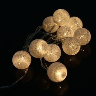 1.3m 10 LED Wool Ball Light String Battery Operated Indoor Decor Light ...