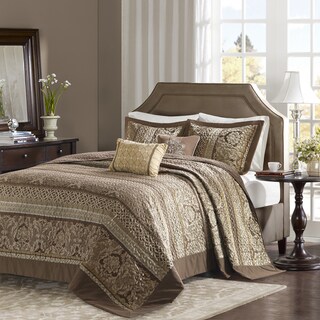 Madison Park Venetian Brown/ Gold 5 Pieces King Size Jacquard Bedspread ...