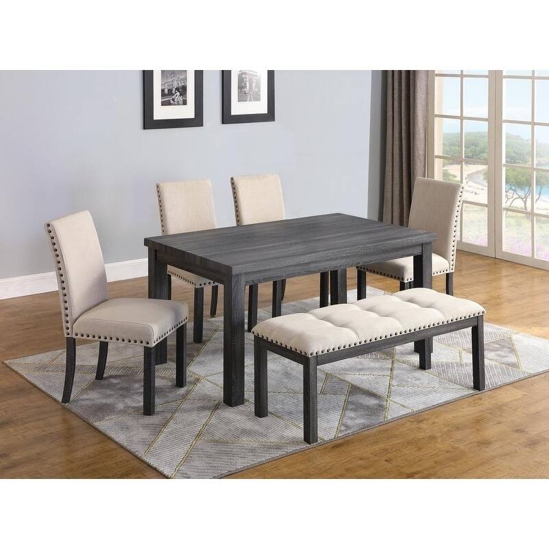 Best Master Furniture 6 Pcs Antique Grey/ Natural Dining Set ...