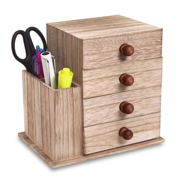 Wooden Office Supplies Storage Cabinet Organizer with Round Knobs - 6 3 ...
