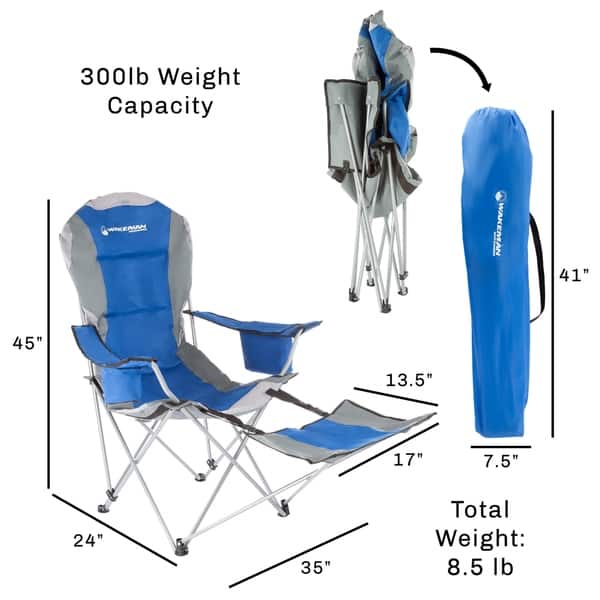 Camping Chair with Foot Rest - 300lb Capacity Lounger - Portable Chair ...