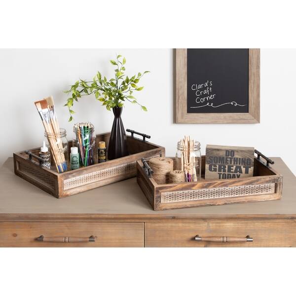 Kate and Laurel Bayport Wood Nesting Tray Set - 2 Piece - Bed Bath & Beyond - 25897160