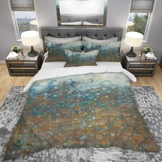 Designart 'Blue and Bronze Dots' Geometric Bedding Set - Duvet Cover ...