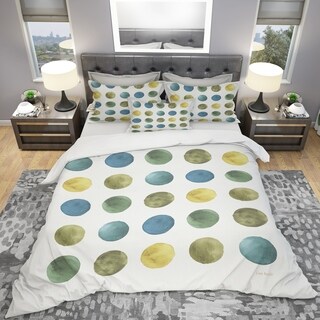 Designart 'Green Tones Geometric Circles' Geometric Bedding Set - Duvet ...
