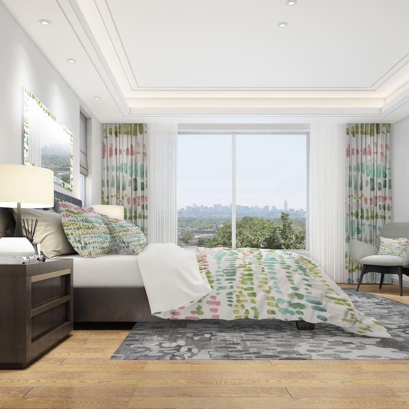 Designart 'Mixed Green Geometric Pattern II' Geometric Bedding Set ...