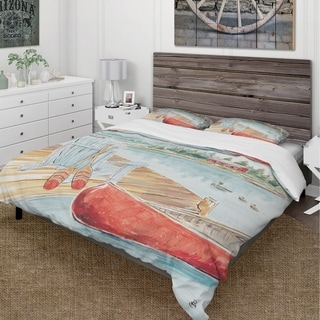 Designart 'Lake House Canoes III' Cottage Bedding Set - Duvet Cover ...