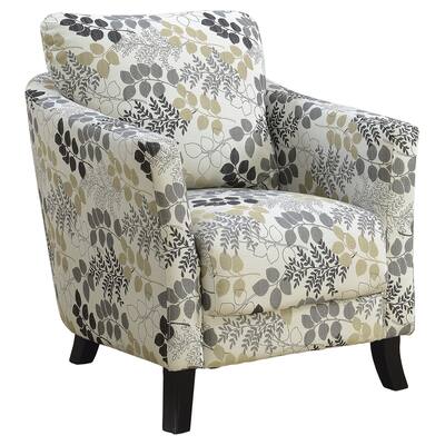 Accent Chair - Earth Tone Floral Fabric - Overstock - 25982833