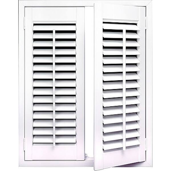 White 2 1/4 inch Slat Plantation Shutter - 31 x 72 (As Is Item) - Bed ...