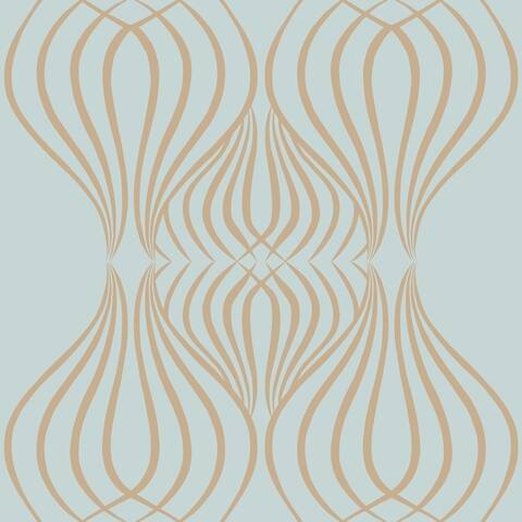 Eden Wallpaper, 20.5 in. x 33 ft. = 56 sq.ft, in blue/gold - Overstock ...
