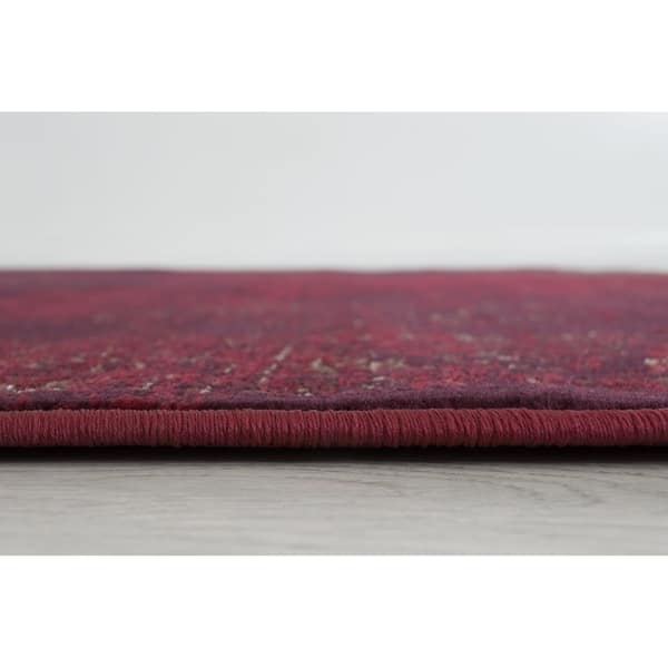 Allstar Rugs Distressed Wine Red and Burgundy Rectangular Accent Area ...