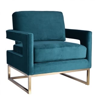Modrest Edna Modern Teal Velvet & Gold Accent Chair - Bed Bath & Beyond ...