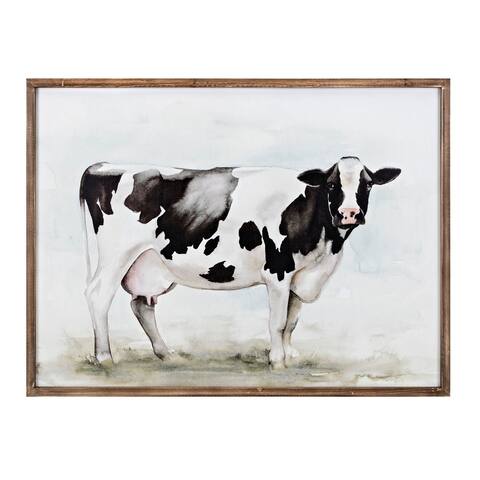 Wood and Canvas Mildred Cow Wall Dï¿½cor, Multicolor - Overstock - 26060893