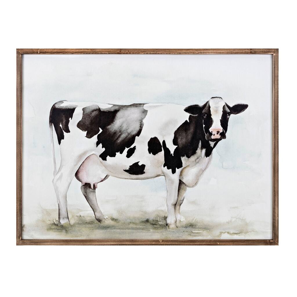 Wood and Canvas Mildred Cow Wall Dï¿½cor, Multicolor - Overstock - 26060893